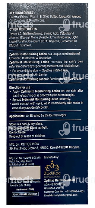 Zydimoist Moisturizing Lotion 100 Ml - Uses, Side Effects, Dosage ...