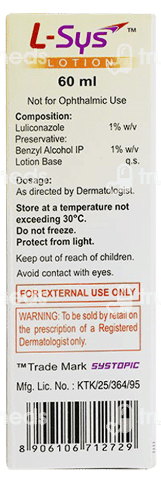 L Sys Lotion 60Ml: Uses, Side Effects, Price & Substitutes