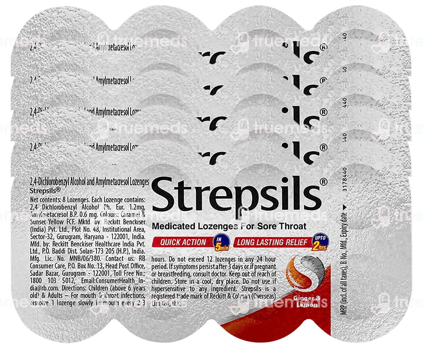 Strepsils Ginger And Lemon Medicated Lozenges 8 Pack Of 5 - Uses, Side ...