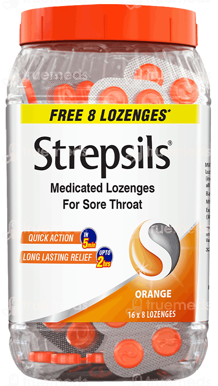 Strepsils Orange Flavour Medicated Lozenges 120 8 Free - Uses, Side ...