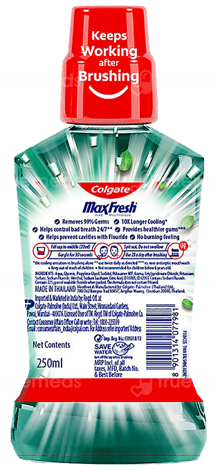 Colgate Maxfresh Plax Fresh Mint Mouth Wash 250 Ml - Uses, Side Effects ...