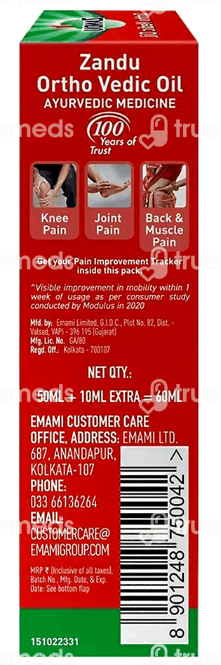Zandu Ortho Vedic Knee And Joint Pain Oil 60 Ml - Uses, Side Effects ...