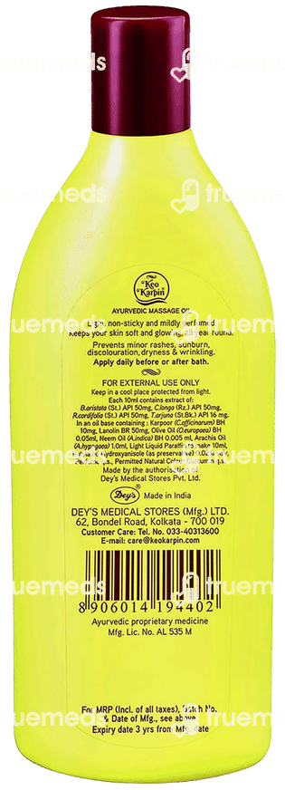 Keo Karpin Herbal Body Oil 300 Ml - Uses, Side Effects, Dosage, Price ...
