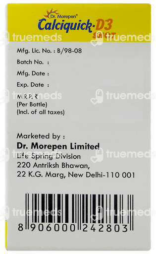 Calciquick D3 60000 IU Sugarfree Solution 5 ML | Order Calciquick D3 ...