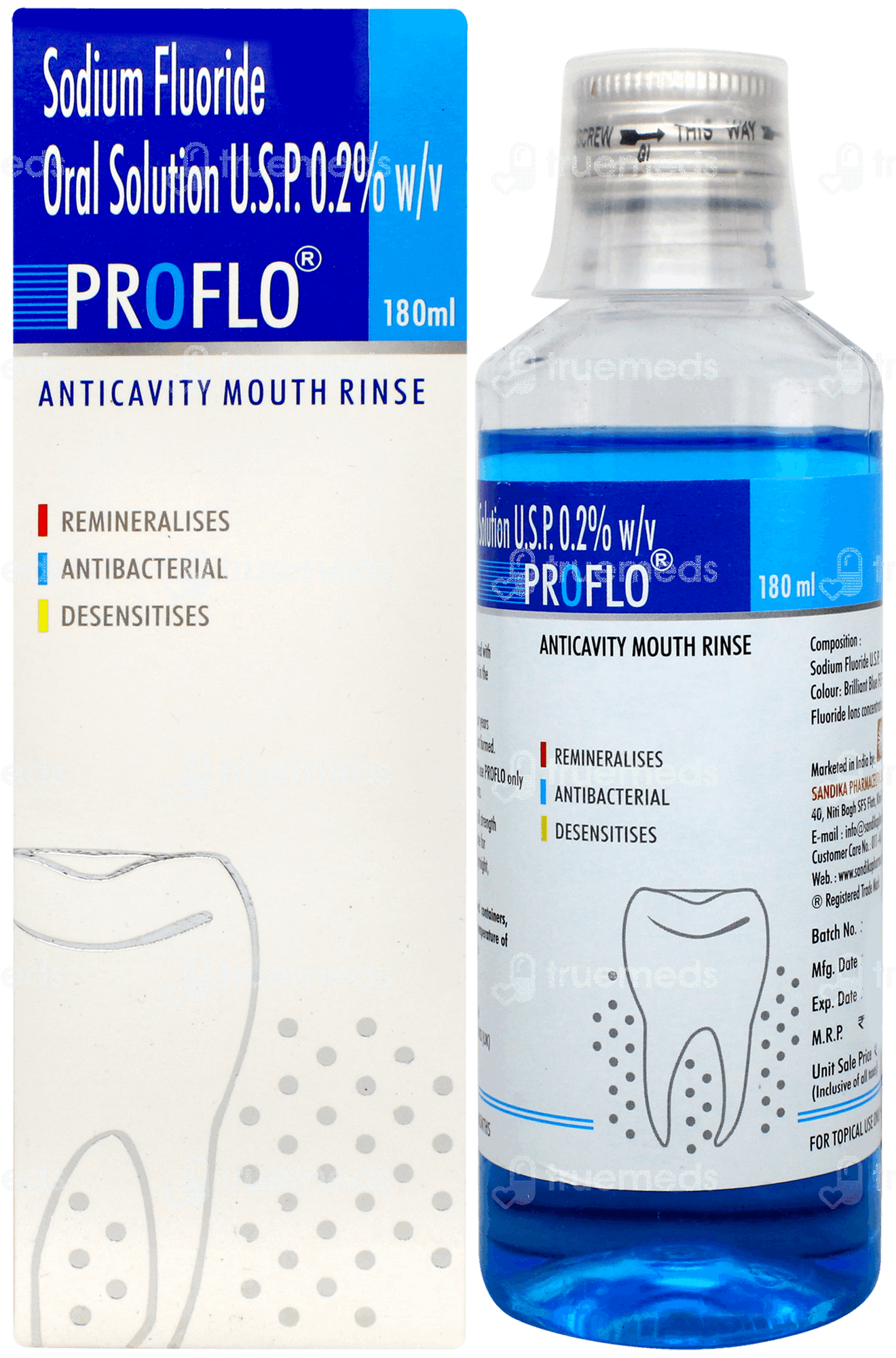 Buy Proflo Anticavity Mouth Rinse Solution 180 ML Online at Truemeds