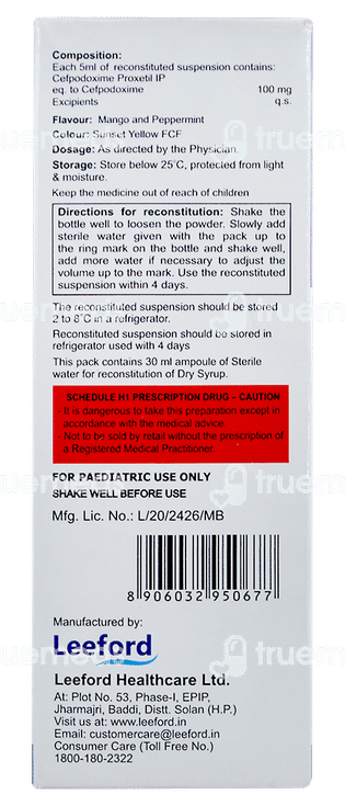 Cefredrox 100 Mg Mango & Peppermint Suspension 30 Ml: Uses, Side ...