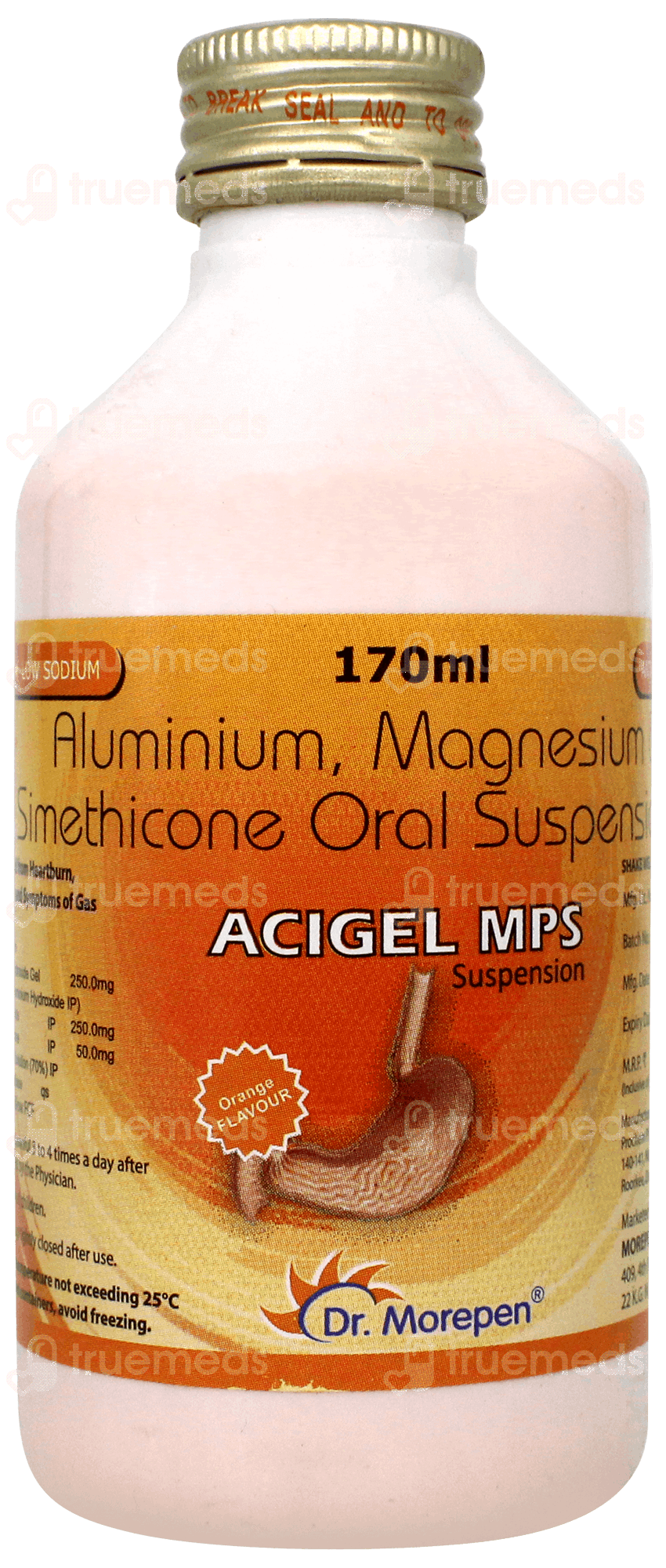 Acigel Mps Orange Suspension 170 Ml - Uses, Side Effects, Dosage, Price ...