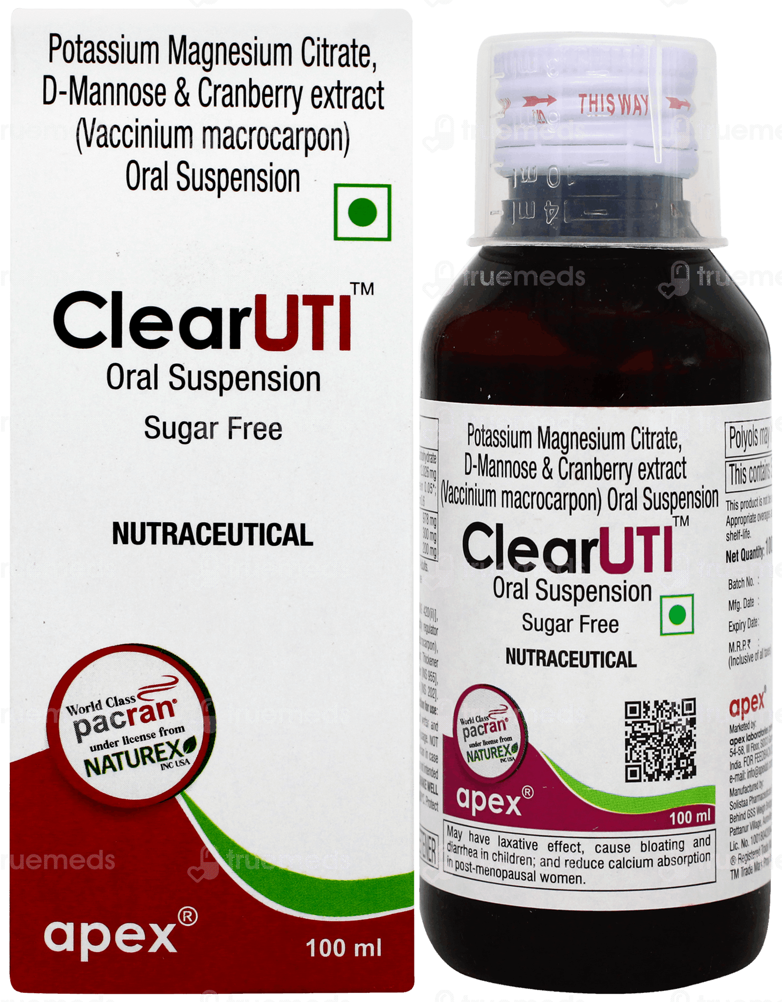 Clear Uti Sugar Free Suspension 100ml - Uses, Side Effects, Dosage ...