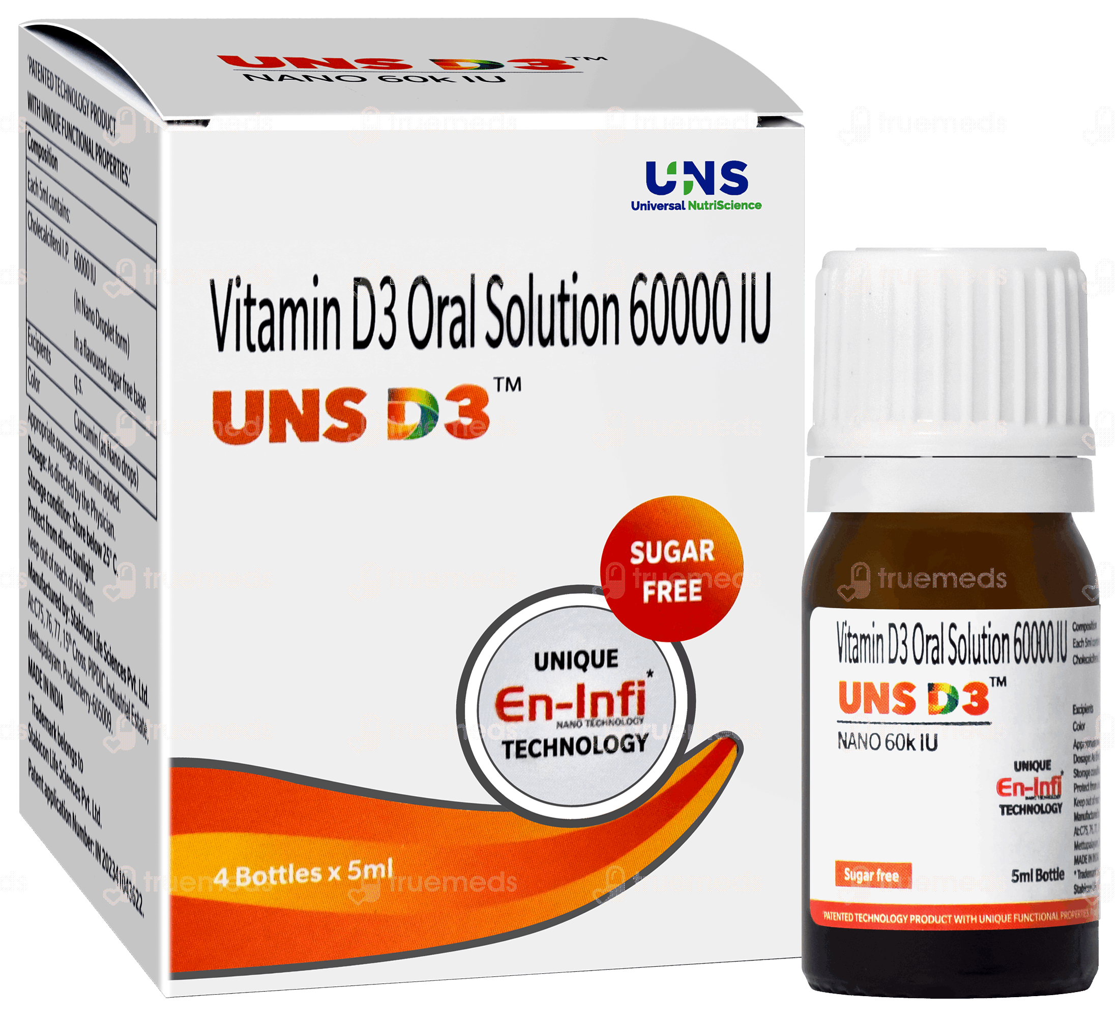 Uns D3 Nano 60k IU Sugar Free Solution 5ml: Uses, Side Effects, Price ...