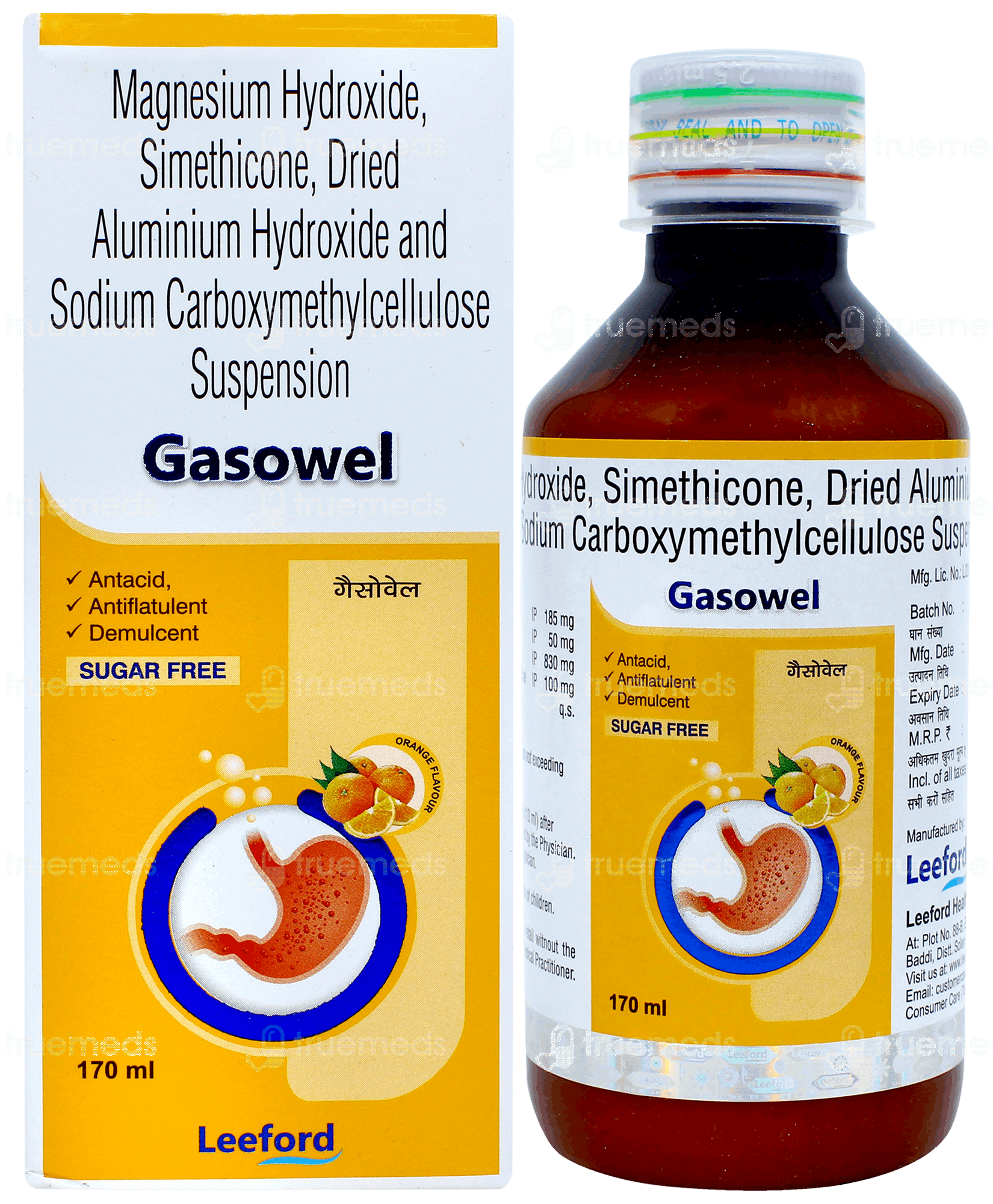 Gasowel Orange Flavour Sugar Free Suspension 170ml - Uses, Side Effects ...