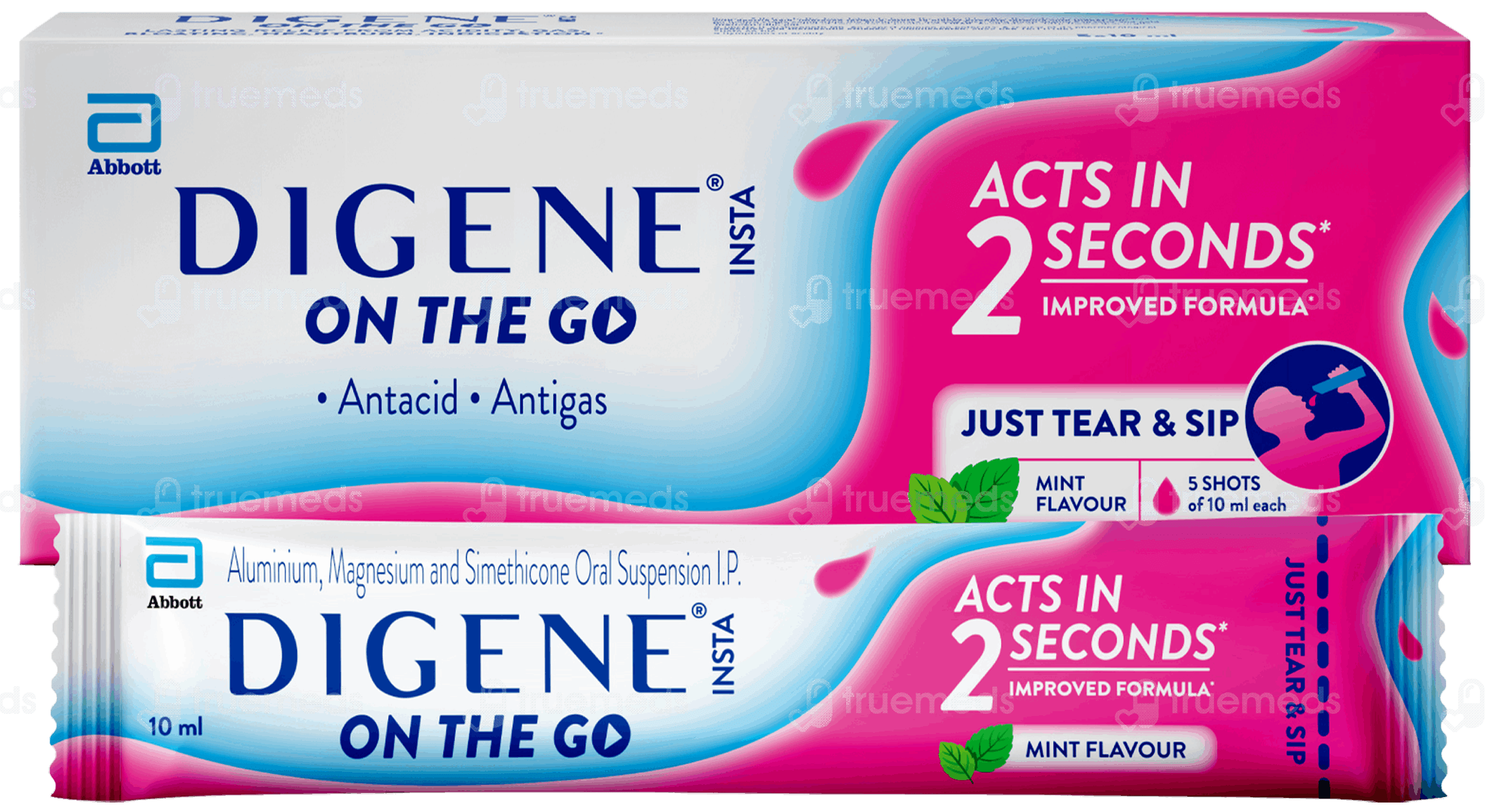 Digene Insta On The Go Mint Flavour Shots 10ml Pack Of 5 Suspension ...