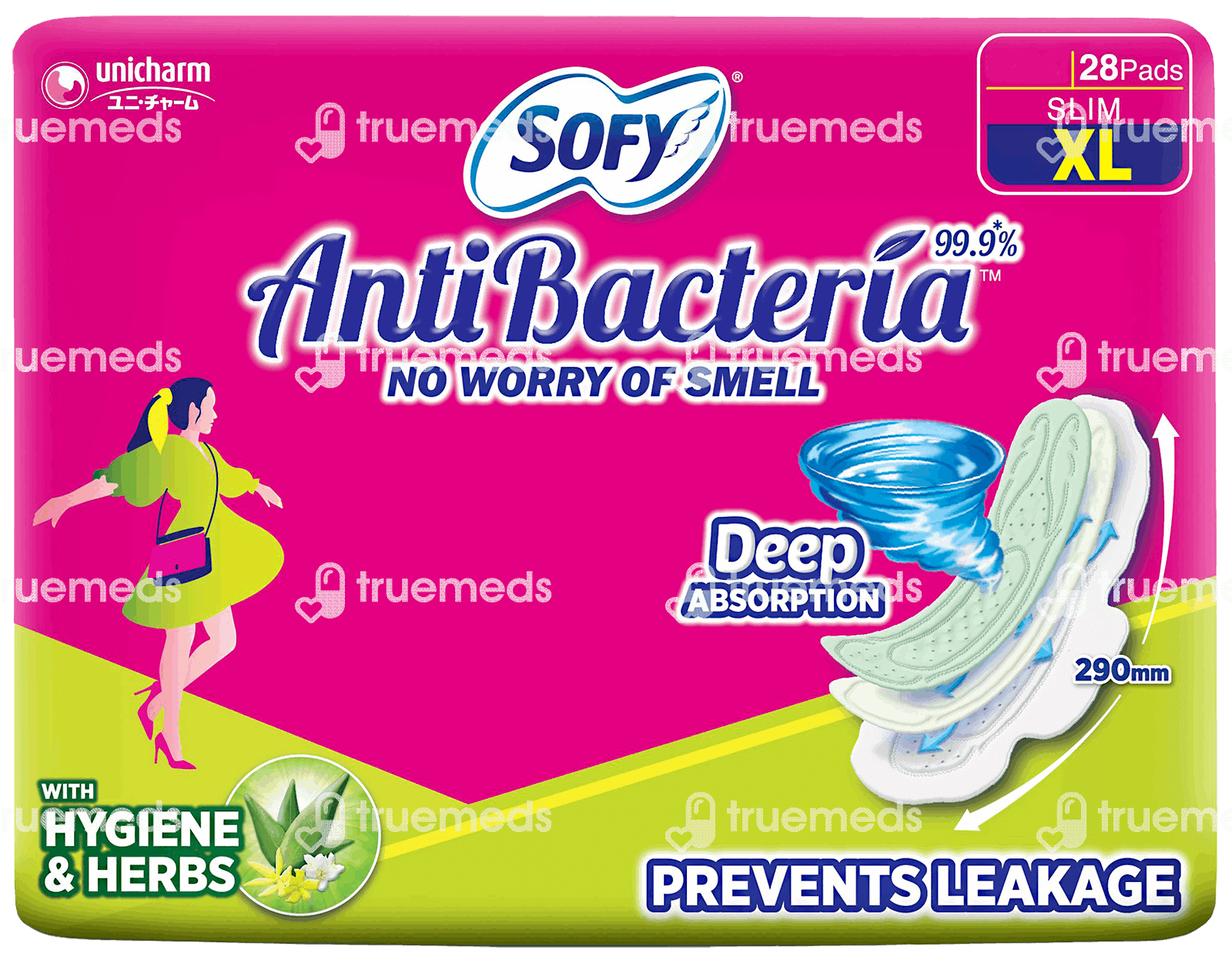 Sofy Antibacteria Extra Long Sanitary Pads Packet Of 28 - Uses, Side ...