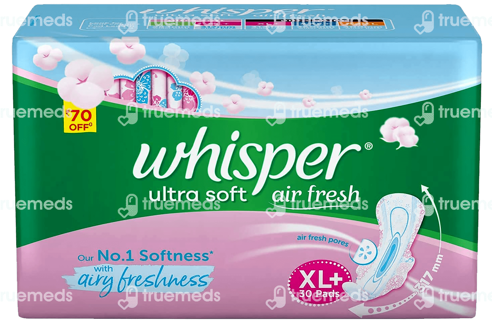 Whisper Ultra Soft Sanitary Pads Xl 30 Pads - Uses, Side Effects ...