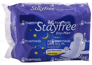 Stayfree Dry Max All Night Ultra Dry Xl 14 Sanitary Pad - Uses, Side ...