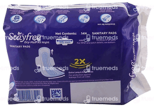 Stayfree Dry Max All Night Ultra Dry Xl 14 Sanitary Pad - Uses, Side ...