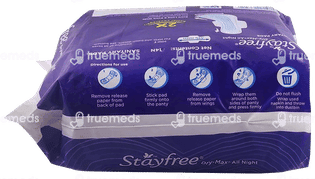 Stayfree Dry Max All Night Ultra Dry Xl 14 Sanitary Pad - Uses, Side ...