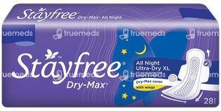 Stayfree Dry Max All Night Ultra Dry Xl 28 Sanitary Pad - Uses, Side ...