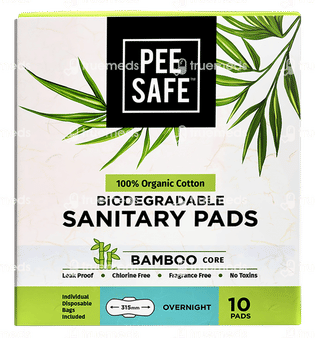 Pee Safe Biodegradable Sanitary Pads Overnight Pack Of 10 - Uses, Side ...