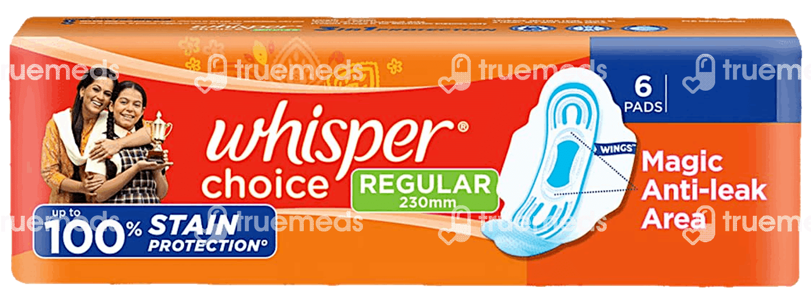 Whisper Choice Regular Sanitary Pads 6 Pads - Uses, Side Effects ...