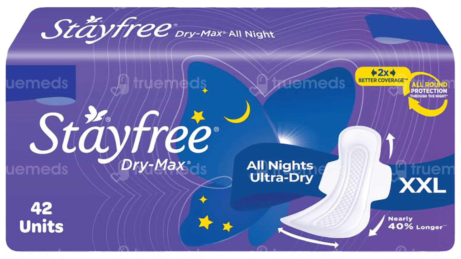 Stayfree Dry Max All Night Ultra Dry Xxl Sanitary Pads 42 - Uses, Side ...