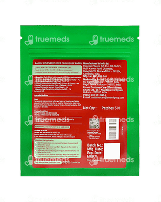Zandu Ayurvedic Knee Pain Relief Patch 5 - Uses, Side Effects, Dosage ...