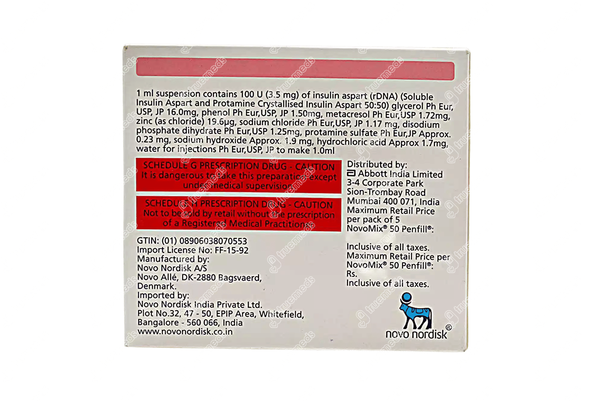 Novomix 50/50 Penfill 3 ML (pack Of | Order NOVOMIX 50/50 PENFILL 3 ML ...