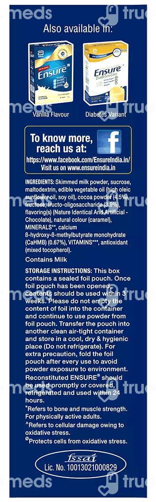 Ensure Chocolate Powder - Uses, Side Effects & Dosage from Truemeds
