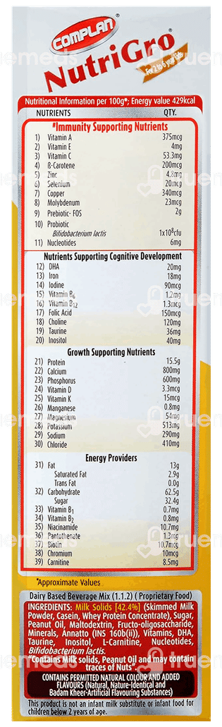 Complan Nutrigro 2 To 6 Years Badam Kheer Refill 400 Gm - Uses, Side ...