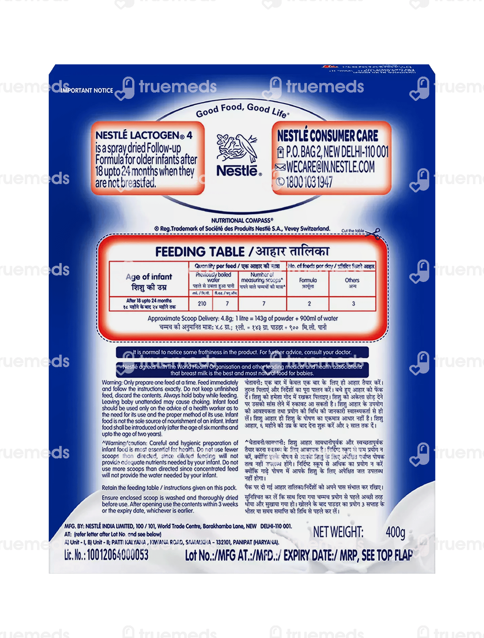 Nestle Lactogen Stage 4 Powder Refill 400 Gm - Uses, Side Effects ...