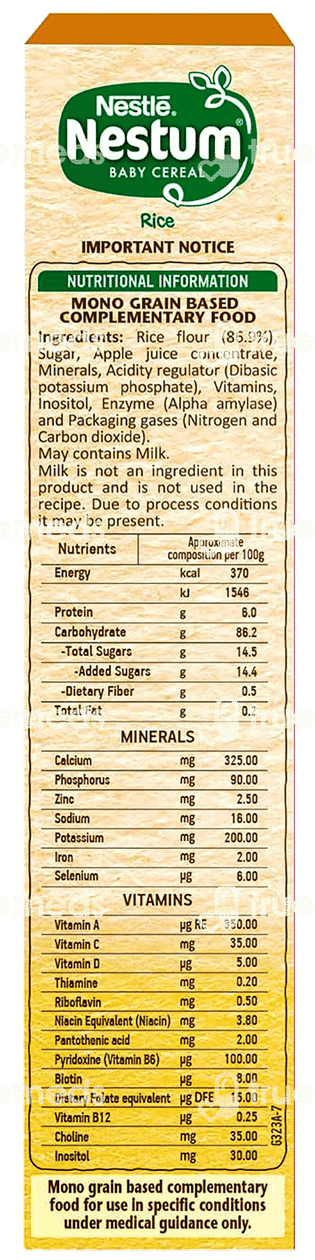 Nestle Nestum Baby Cereal Stage 1 Rice 300 Gm - Uses, Side Effects ...