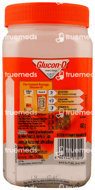Glucon D Tangy Orange Jar 400 Gm - Uses, Side Effects, Dosage, Price ...