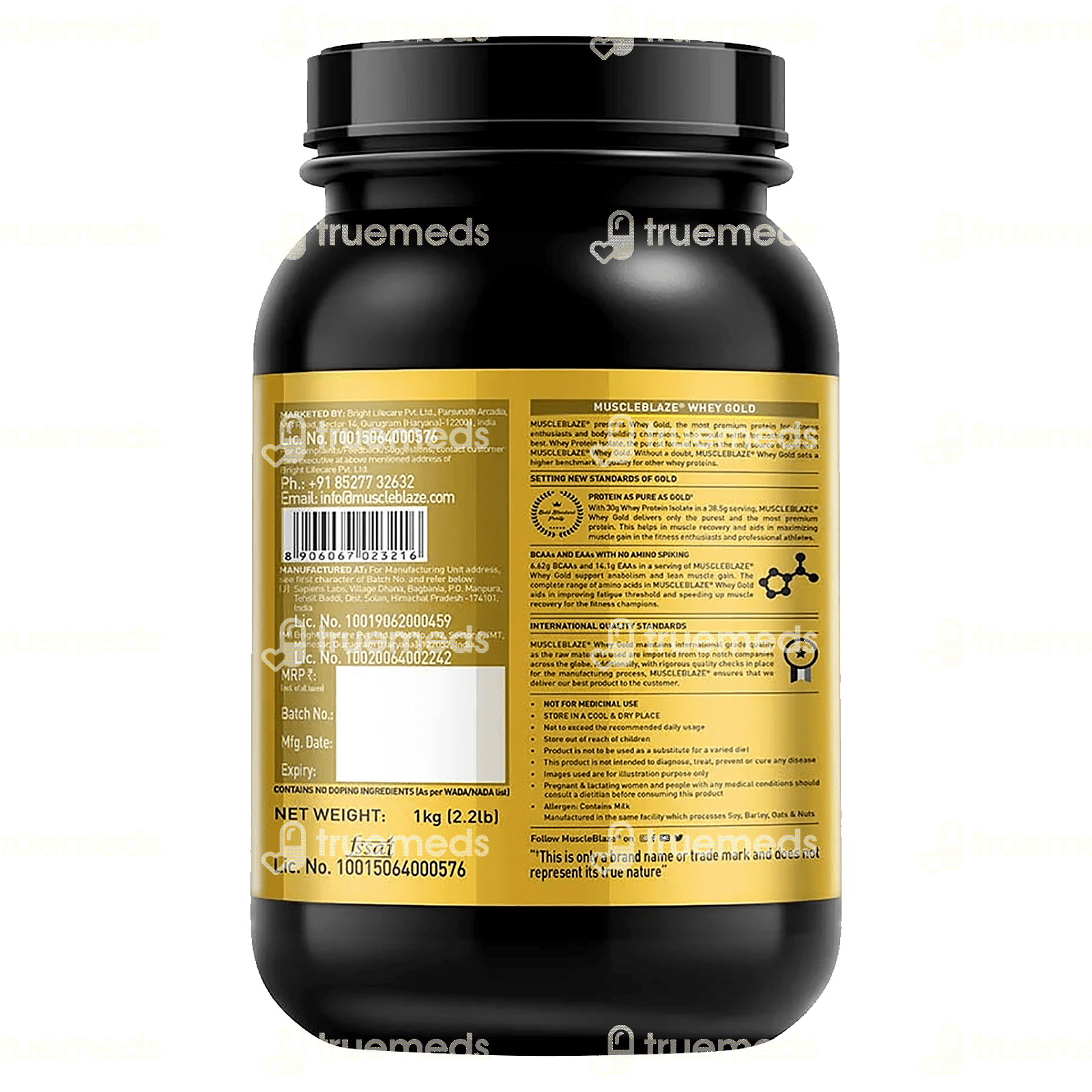 Muscleblaze Whey Gold Whey Protein Isolate Rich Milk Chocolate Powder 1 ...