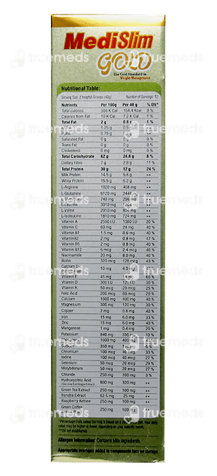 Medislim Gold Vanilla Flavour Powder 500 Gm - Uses, Side Effects ...