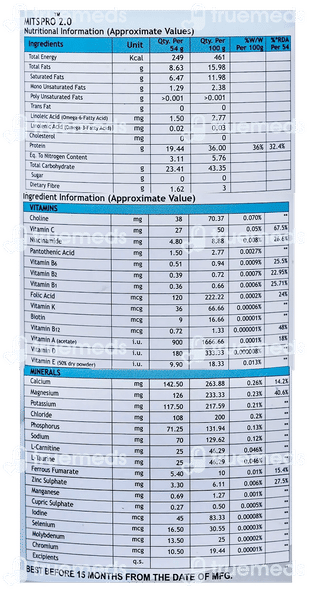 Mits Pro 20 Icecream Vanilla Flavour Powder 400 Gm - Uses, Side Effects ...
