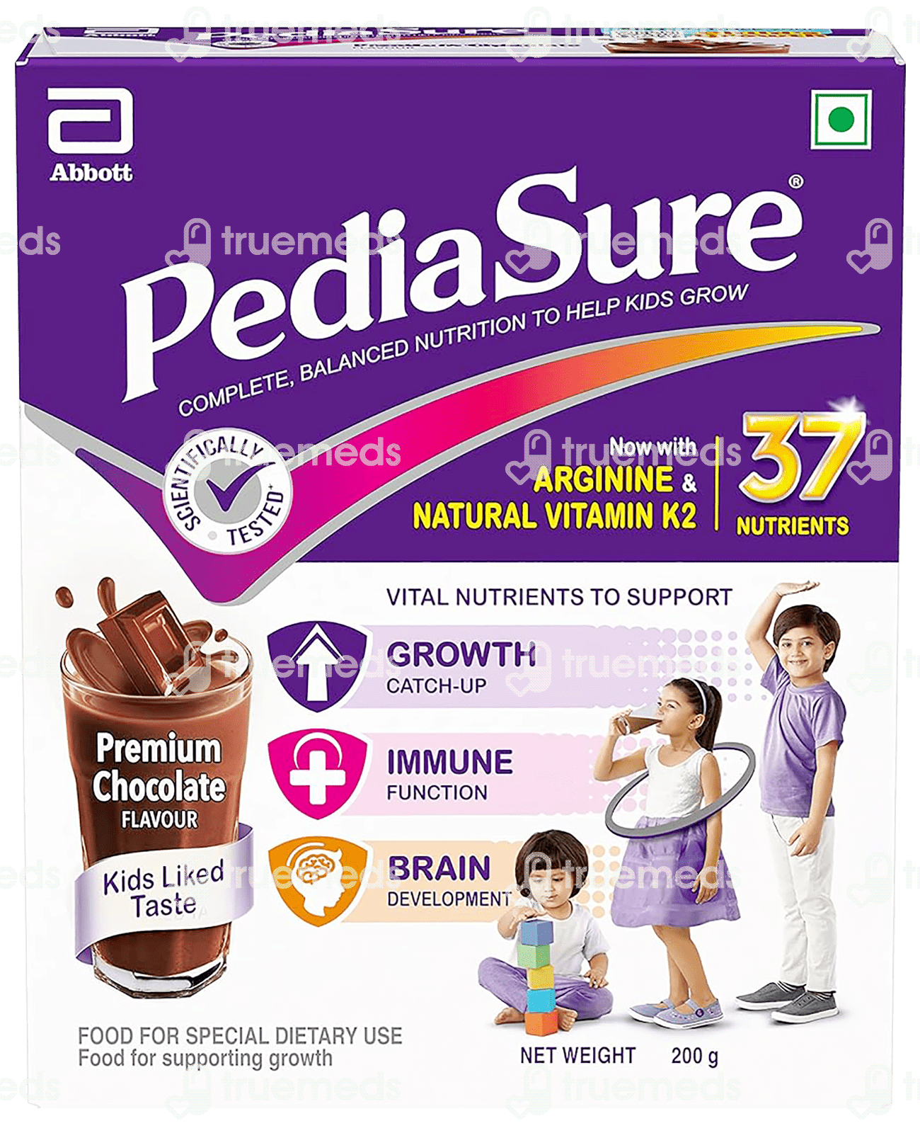 Pediasure Kids Nutrition Drink With Arginine Natural Vitamin K2 Premium Chocolate 200 Gm - Uses ...