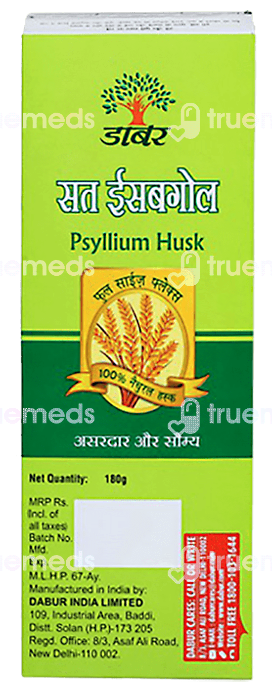Dabur Sat Isabgol Powder 180 Gm - Uses, Side Effects, Dosage, Price ...