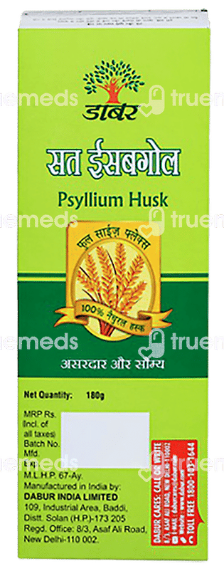 Dabur Sat Isabgol Powder 180 Gm - Uses, Side Effects, Dosage, Price ...