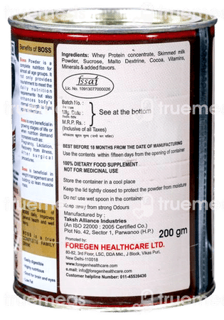 Boss Chocolate Powder 200 Gm - Uses, Side Effects, Dosage, Price | Truemeds