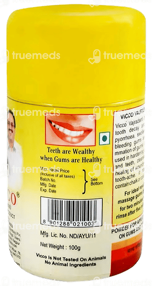 Vicco Vajradanti Tooth Powder 100 Gm - Uses, Side Effects, Dosage ...