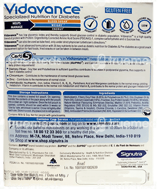 Vidavance Vanilla Powder Refill 400 Gm - Uses, Side Effects, Dosage ...