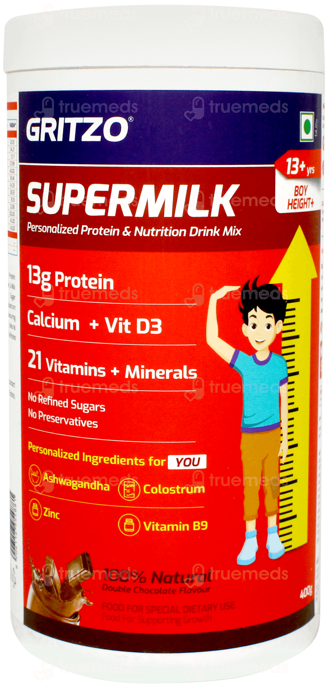 Gritzo Supermilk 13 Yrs Boy Height Double Chocolate Flavour Powder ...