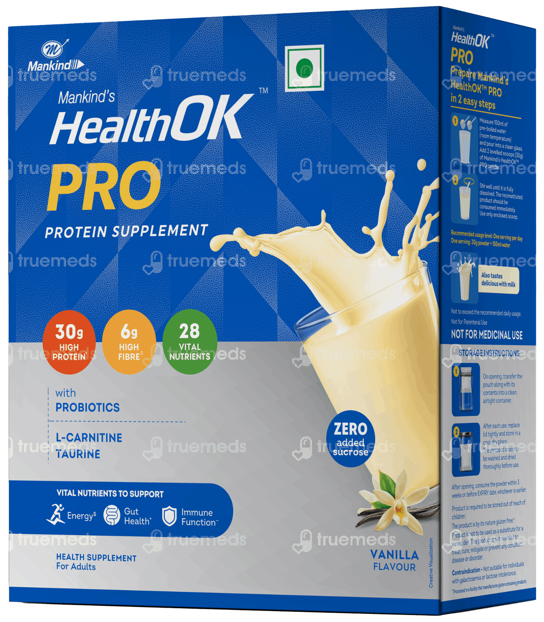 Health Ok Pro Vanilla Flavour Zero Added Sucrose Refill Powder 200gm ...