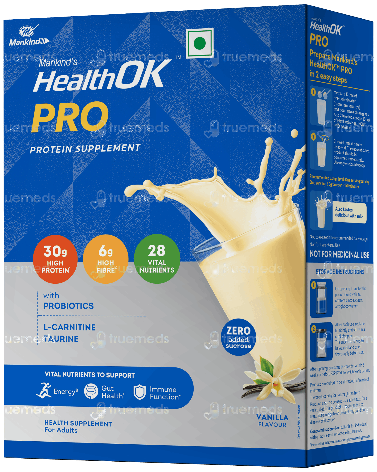 Health Ok Pro Vanilla Flavour Zero Added Sucrose Refill Powder 400gm ...