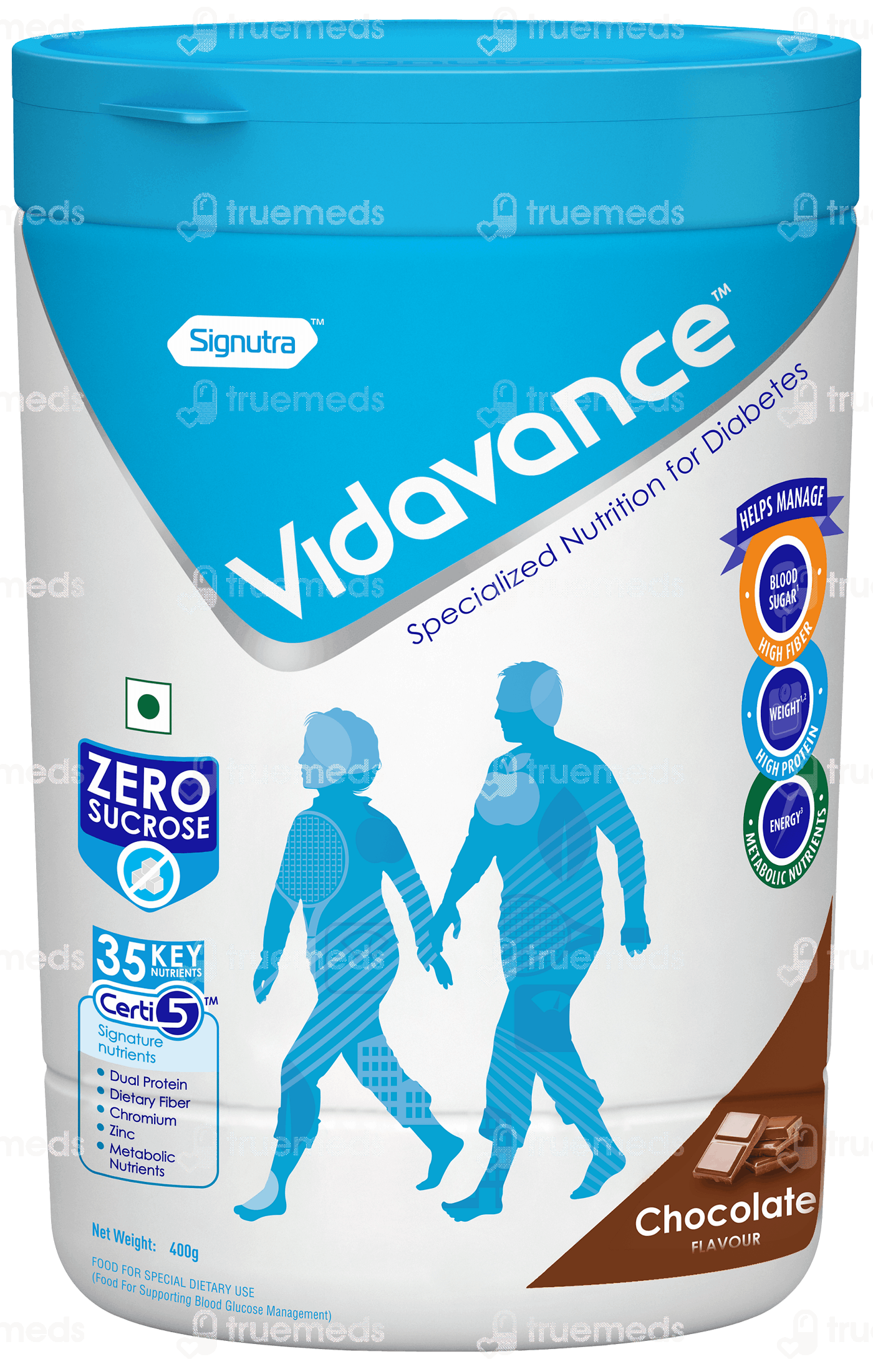 Vidavance Chocolate Flavour Zero Sucrose Powder Jar 400gm - Uses, Side ...