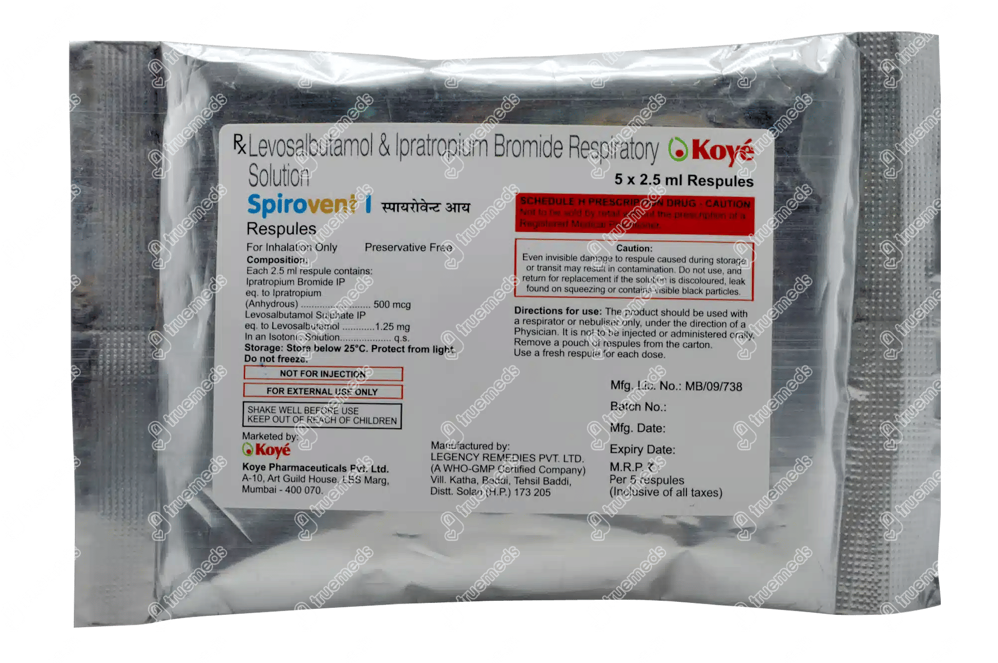 Spirovent I 125 Mg500mcg Respules 25 Ml Pack Of 5 - Uses, Side Effects ...