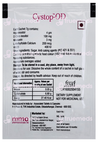 Cystop Od Sachet 7 Gm - Uses, Side Effects, Dosage, Price | Truemeds