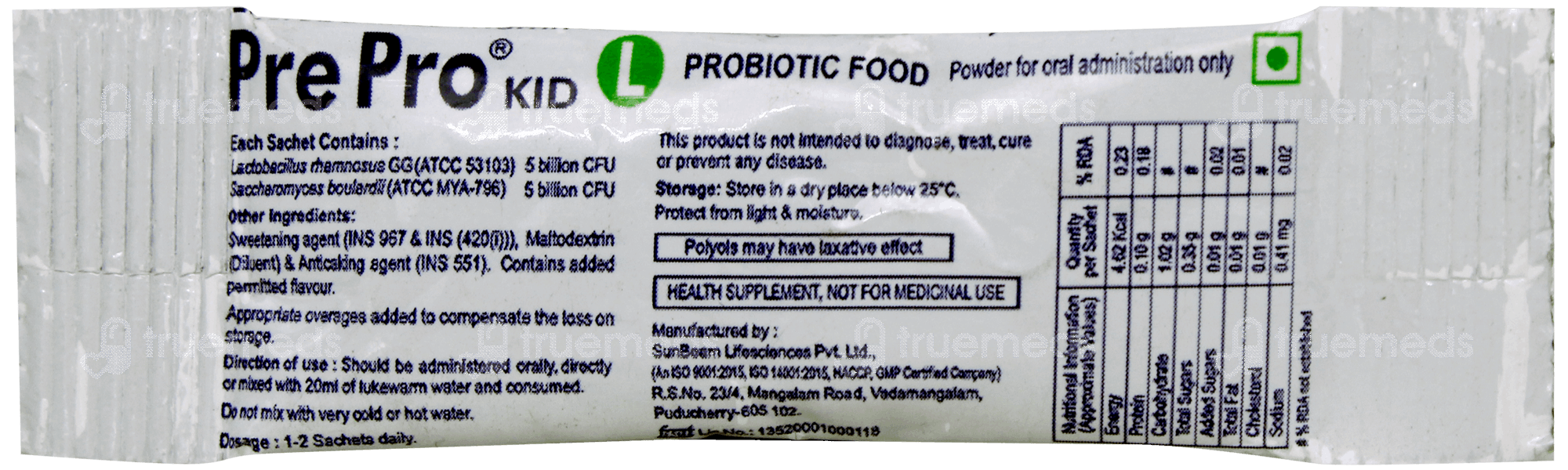 Pre Pro Kid L Sachet 12 Gm - Uses, Side Effects, Dosage, Price | Truemeds
