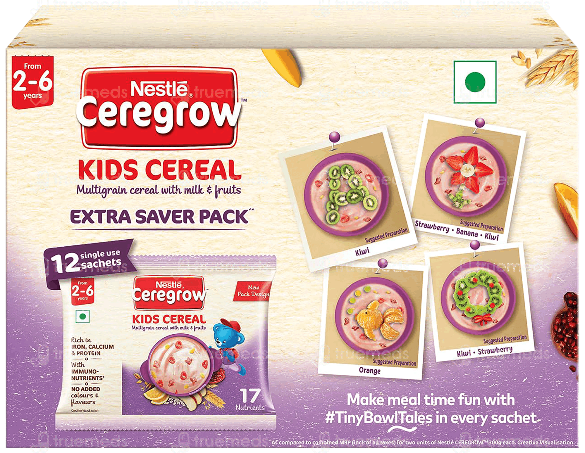 Nestle Ceregrow Multigrain Cereal With Milk Fruits Sachet 50 Gm Each 12 ...