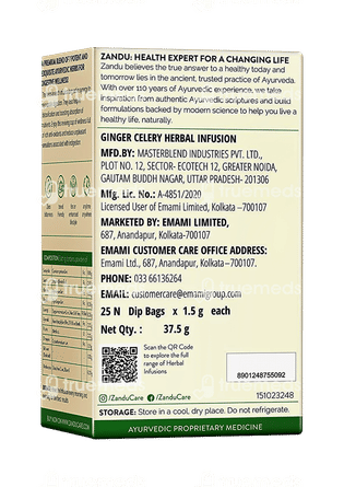 Zandu Ginger Celery Herbal Infusion Sachet 25 - Uses, Side Effects ...