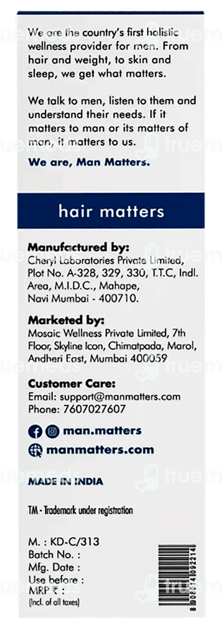Man Matters Anti Dandruff Shampoo 100 Ml: Uses, Side Effects, Price ...
